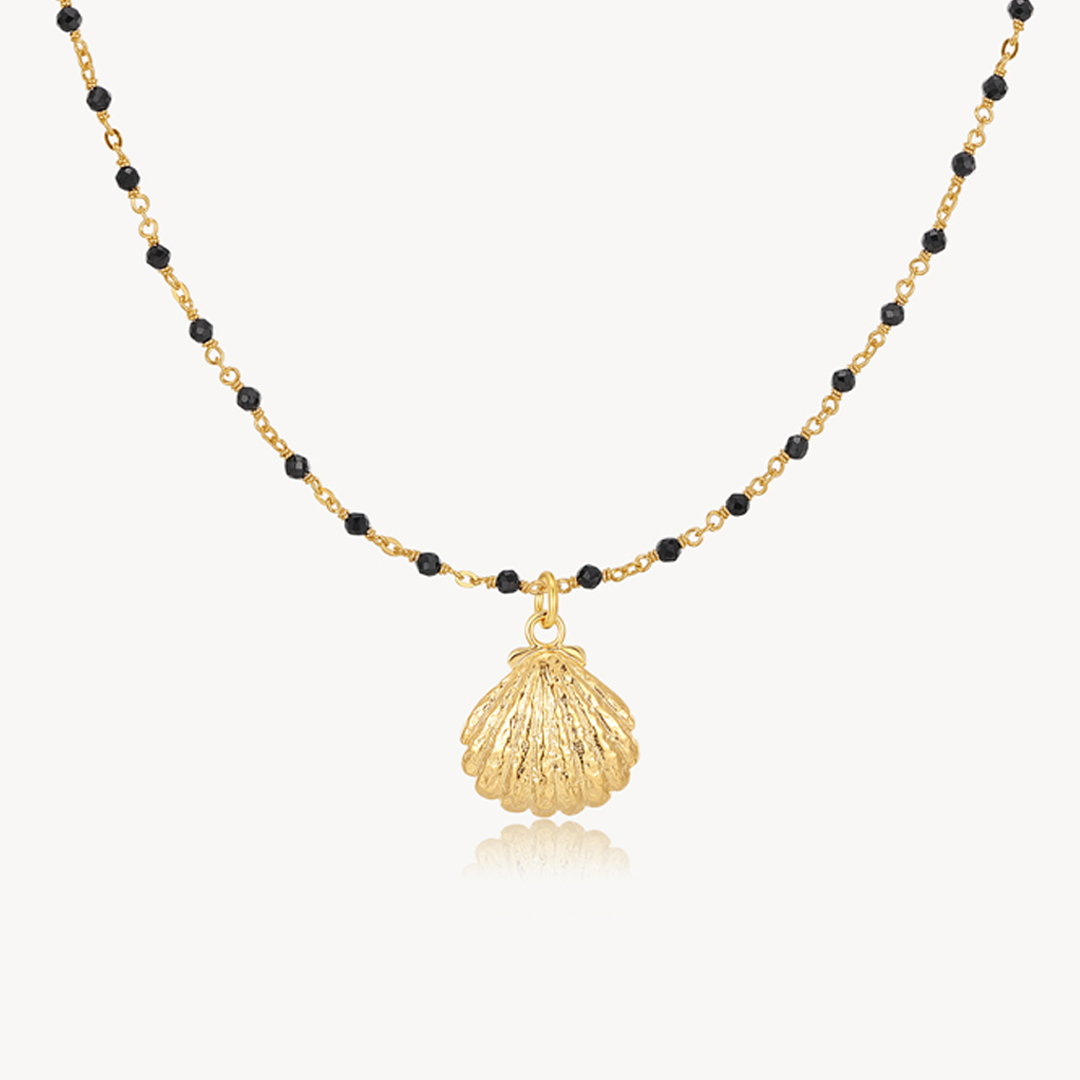 Renewal Shell Necklace | Black Spinel 60cm Gold Necklace– Nicole Fendel
