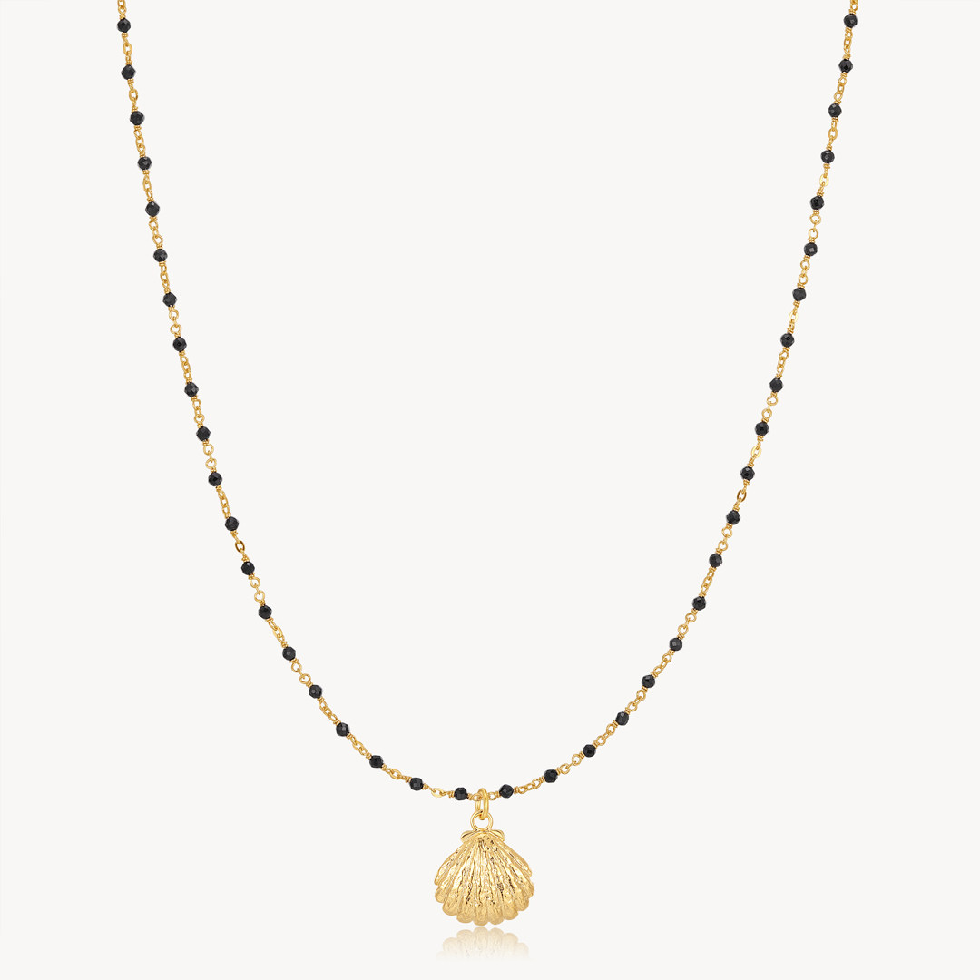 Renewal Shell Necklace | Black Spinel 60cm Gold Necklace– Nicole Fendel